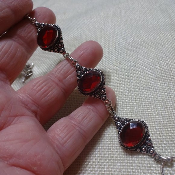 Handmade | Jewelry | Antique Ruby Handmade Sterling Bracelet Size 8 34 579b | Poshmark